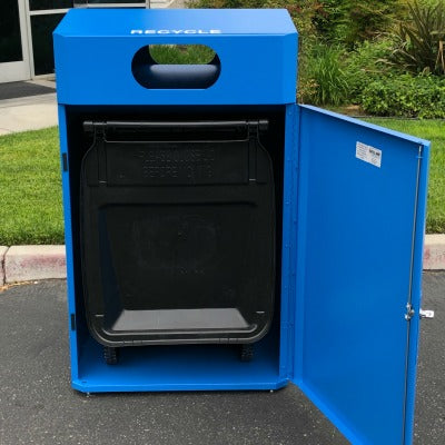ADA Compliant Outdoor Trash or Recycle Cart Garage, Solid Body or with ...